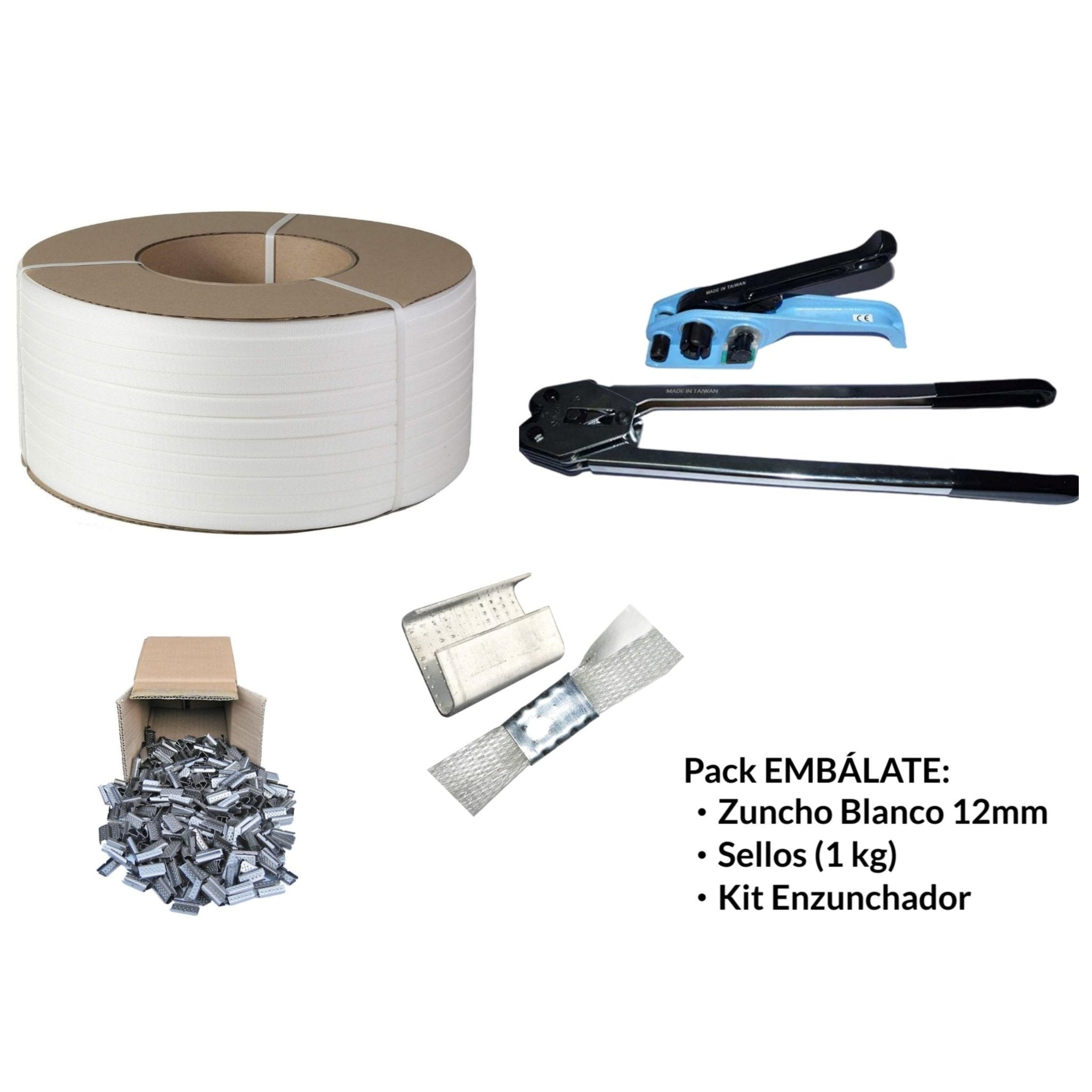 PACK 1 EMBALATE (Rollo Zuncho,Tensador,Tenaza,sellos más REGALO de pro ...